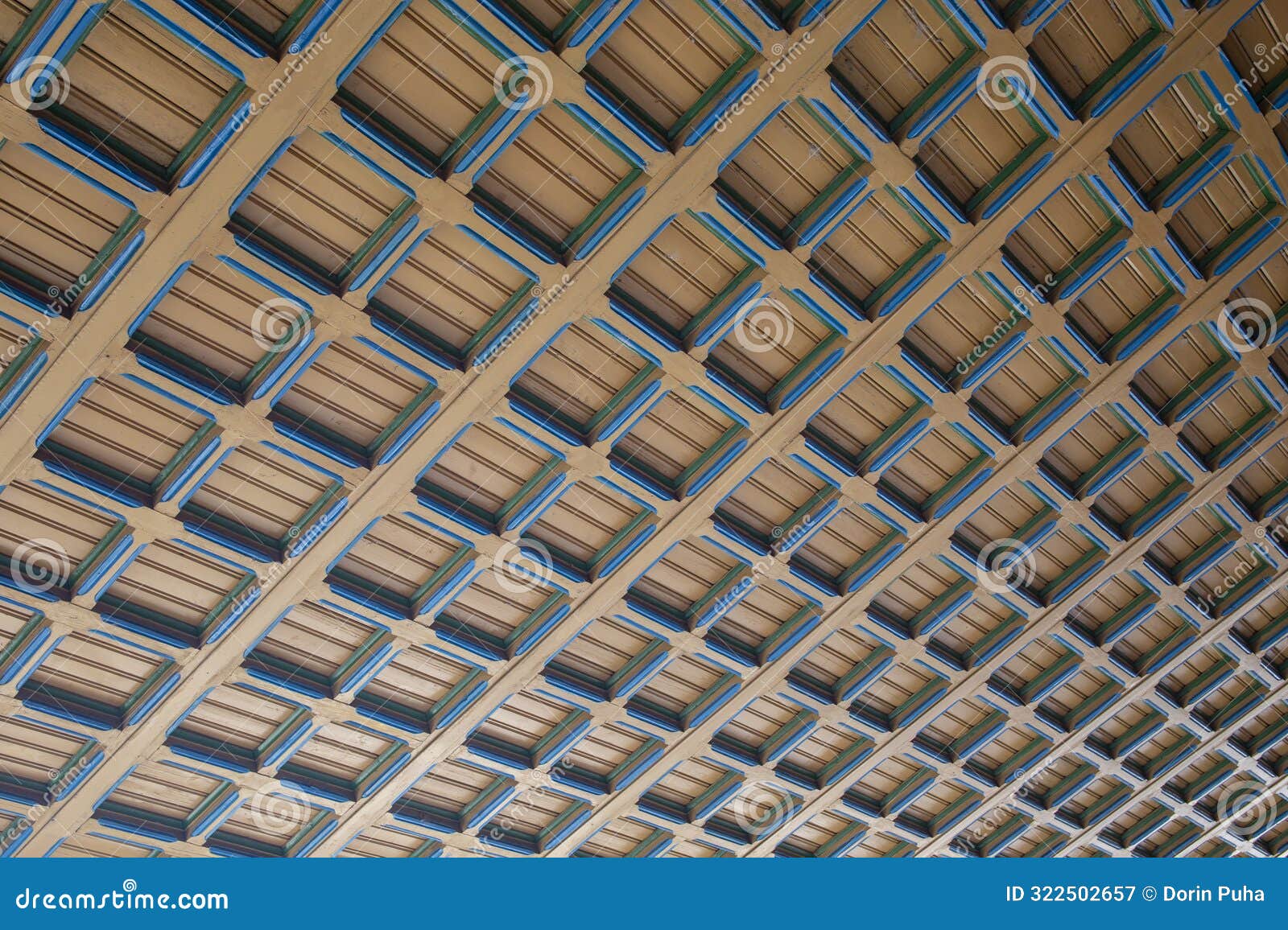 Multiple Squares Shaped Pattern Ceiling, Perspective View, Abstract ...