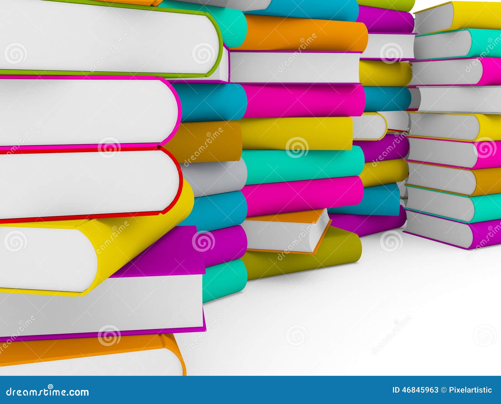 Multiple Stack of Colorful Books Stock Illustration - Illustration of ...