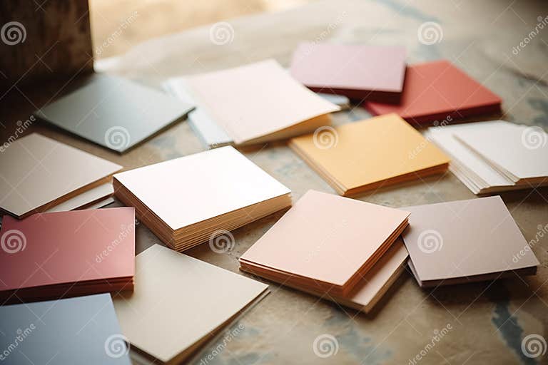 Multiple Stacks of Paper on Textured Concrete Surface. Stack of Paper ...