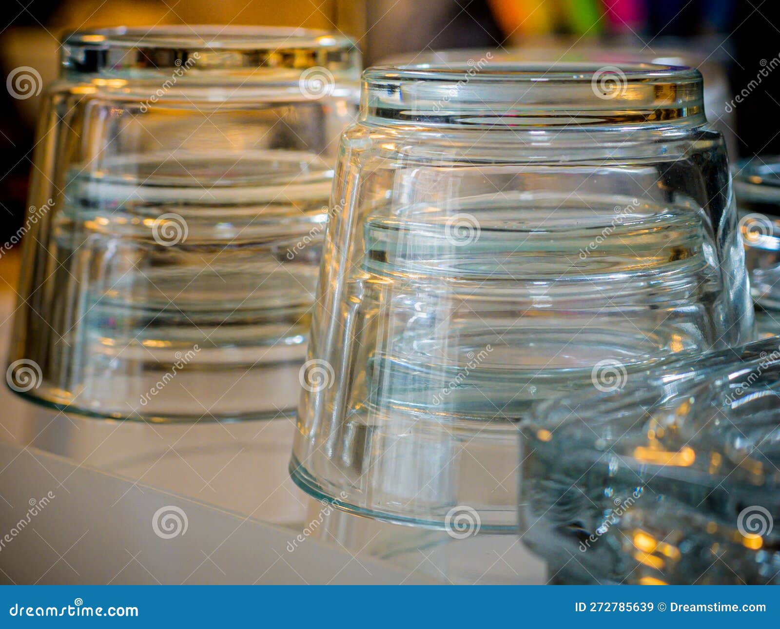 Multiple Stacks of Small Glass Cups. Stock Image - Image of utility ...
