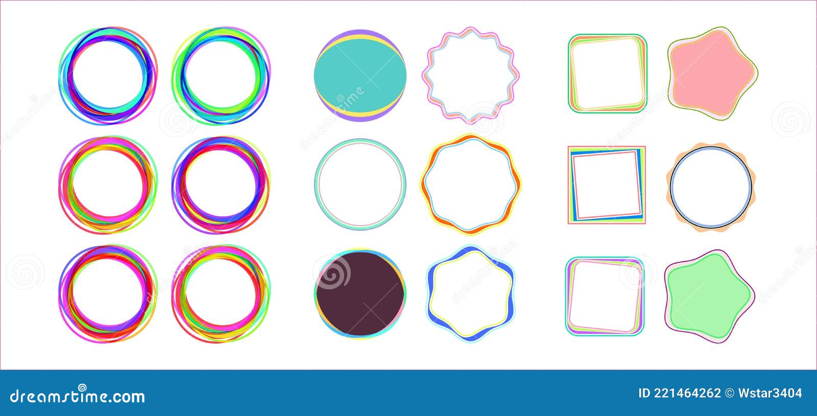 Multiple Styled Colorful Frame As Graphics Design Element Stock Vector ...
