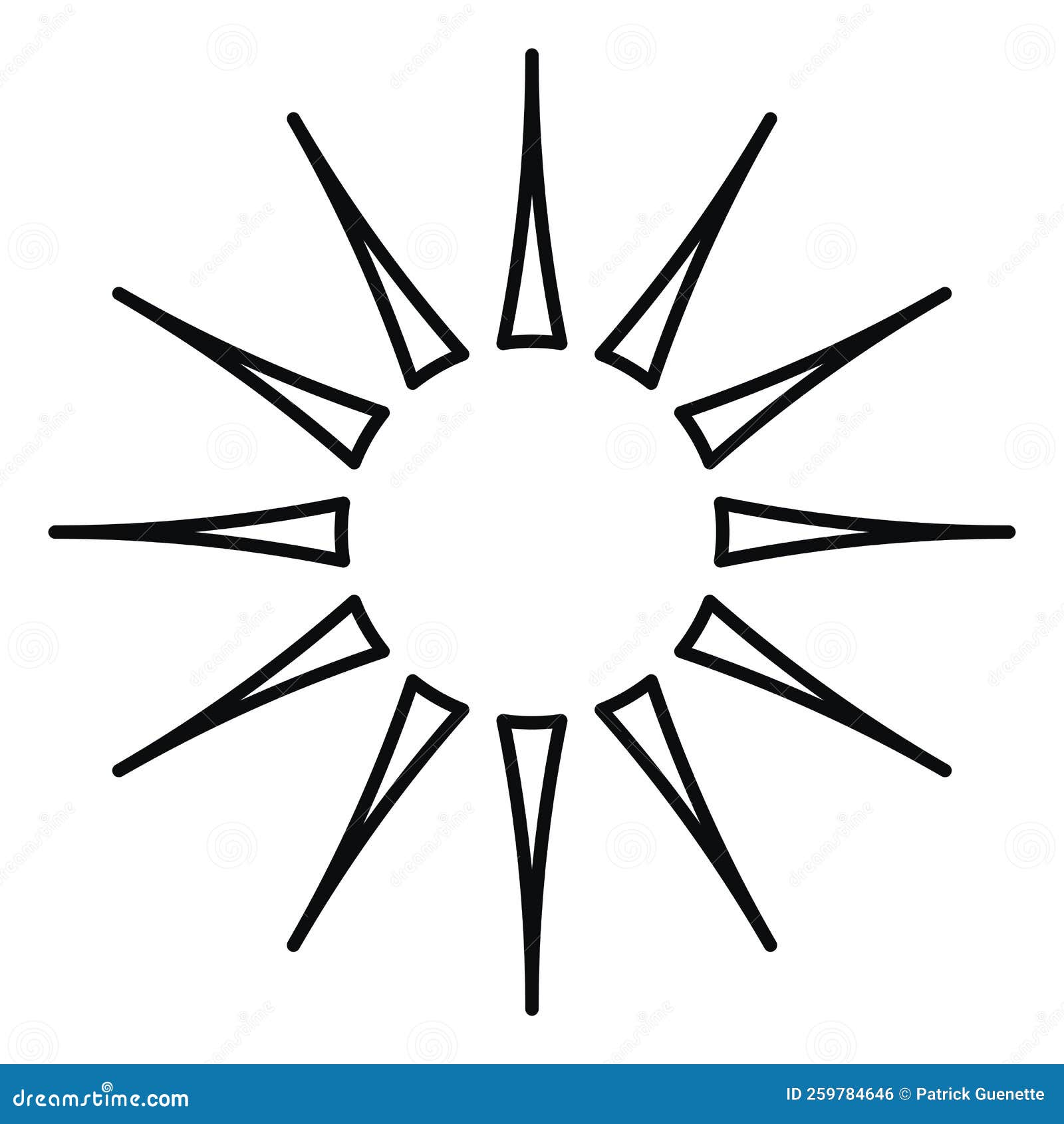 Multiple sun rays, icon stock vector. Illustration of sunshine - 259784646