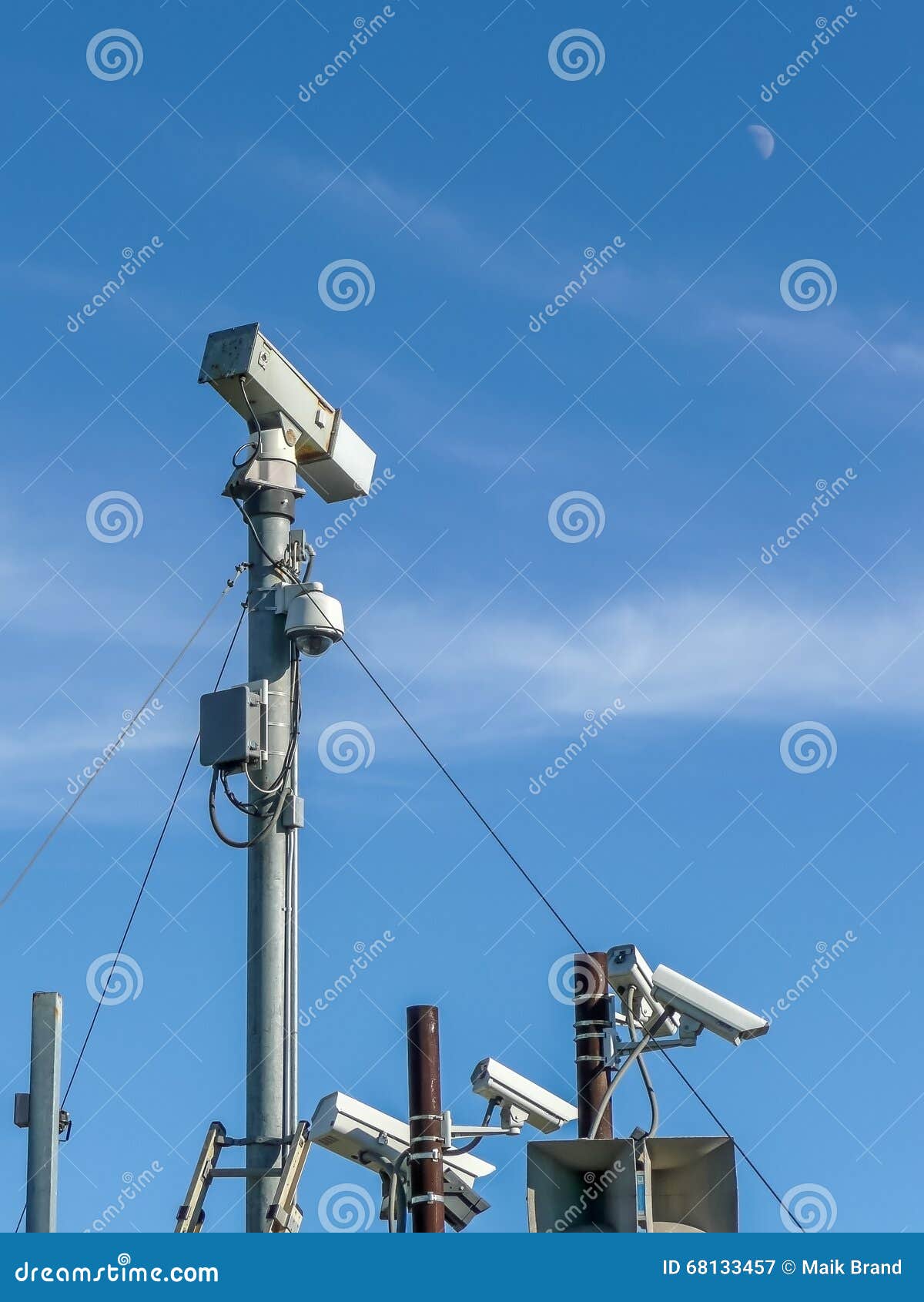 Multiple Surveillance Cameras Stock Image - Image of camera, blue: 68133457