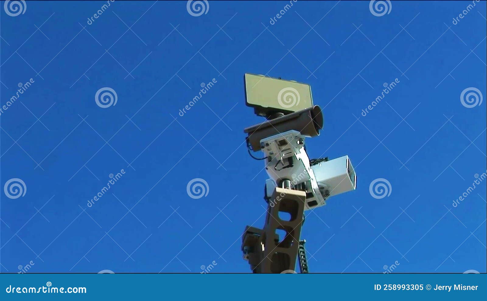 Multiple Surveillance System Mast and Turret Turning on U.s. Border ...