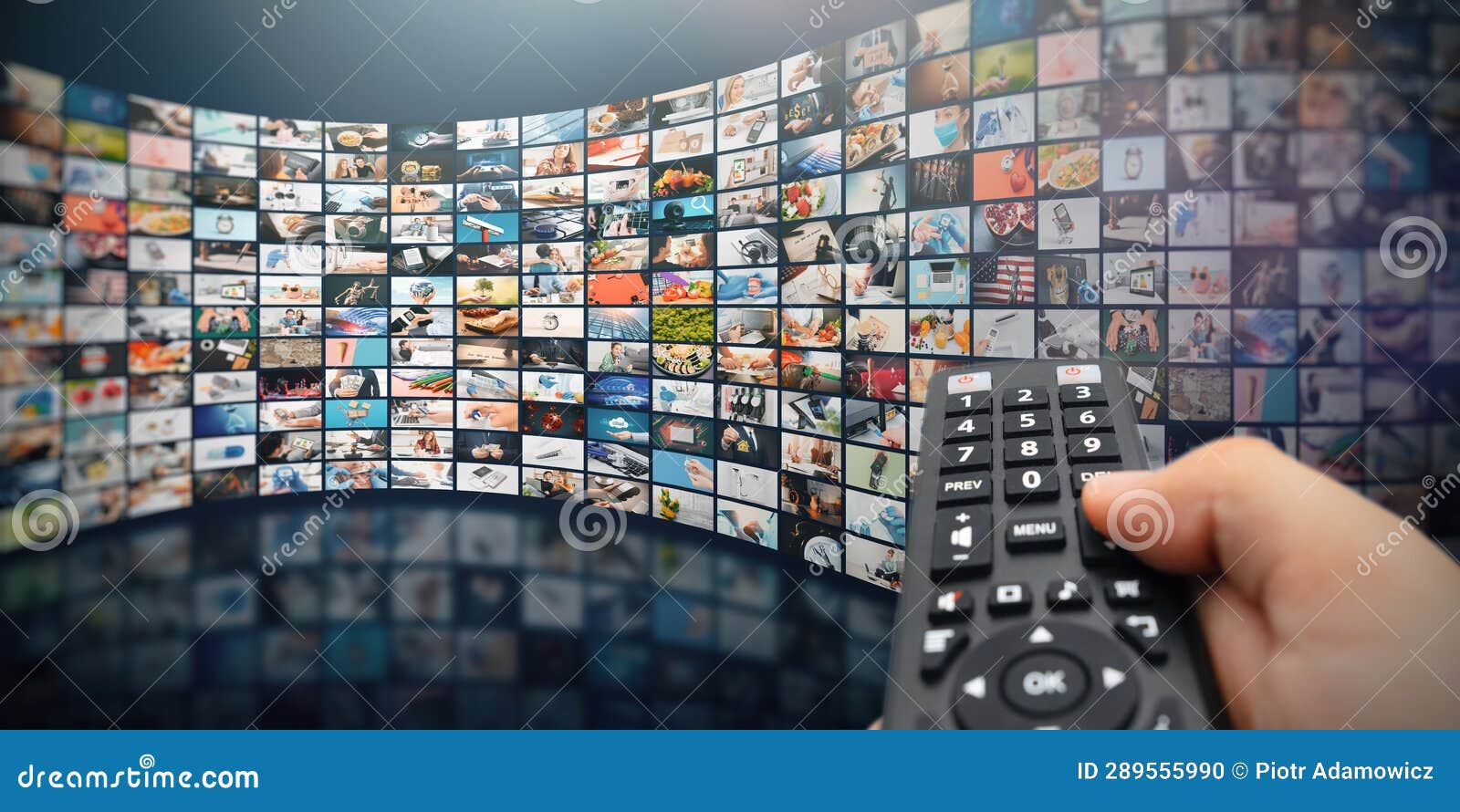 Multiple Television Screens with Remote Control Stock Photo - Image of ...