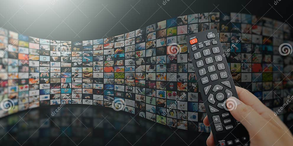 Multiple Television Screens with Remote Control Stock Photo - Image of ...