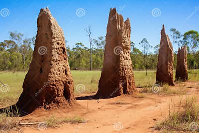 Multiple Termite Mounds at Different Stages of Development Stock Photo ...