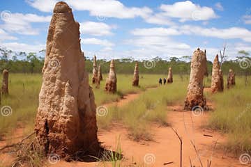 Multiple Termite Mounds at Different Stages of Development Stock ...