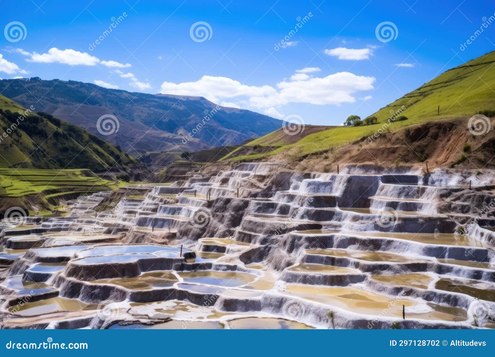 Multiple Terraced Hot Springs in a Valley Stock Photo - Image of ...
