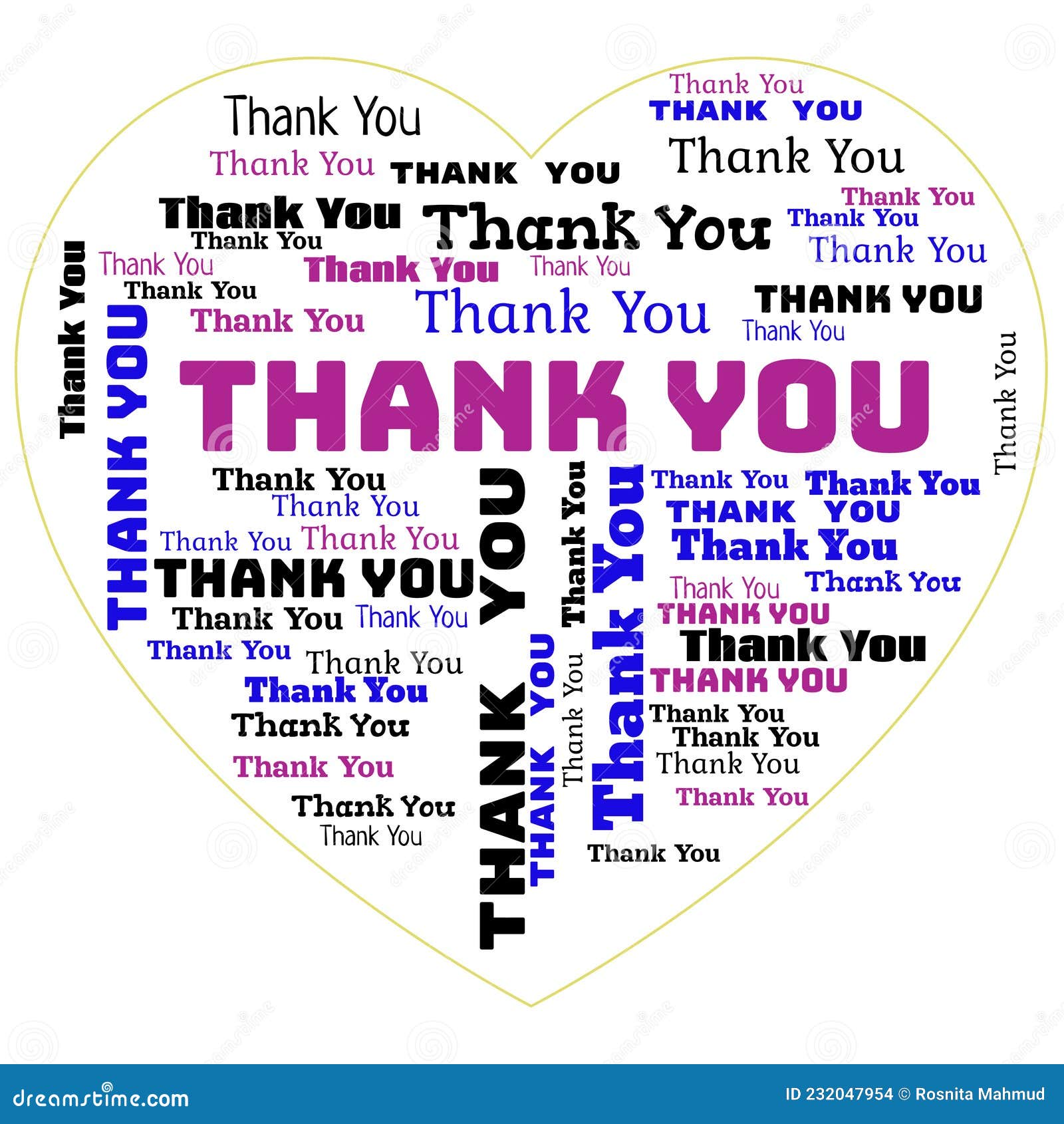 Multiple Text of Thank You in Wordcloud Stock Illustration ...