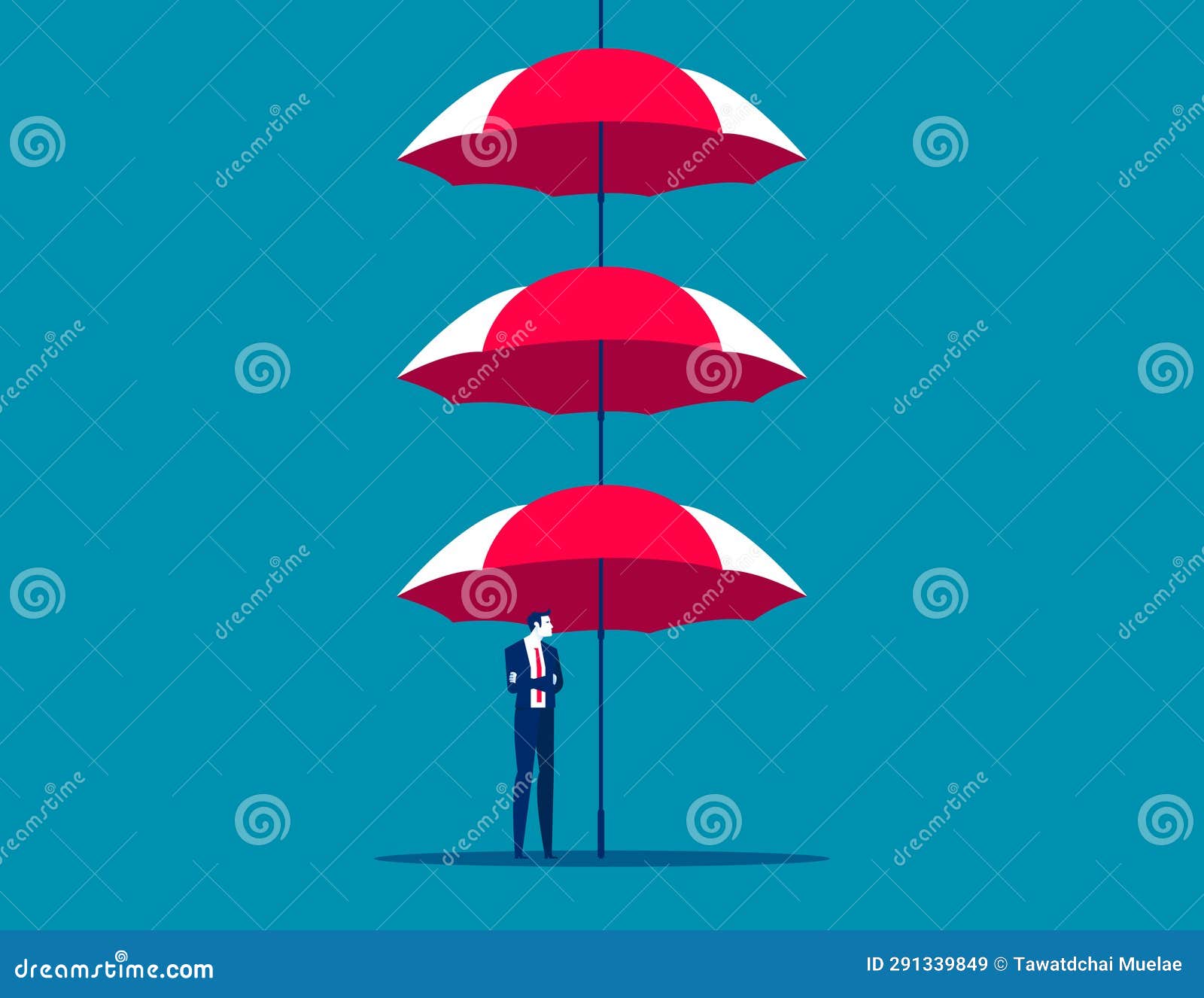 Multiple Umbrella Protection Merchants. Business Vector Illustration ...