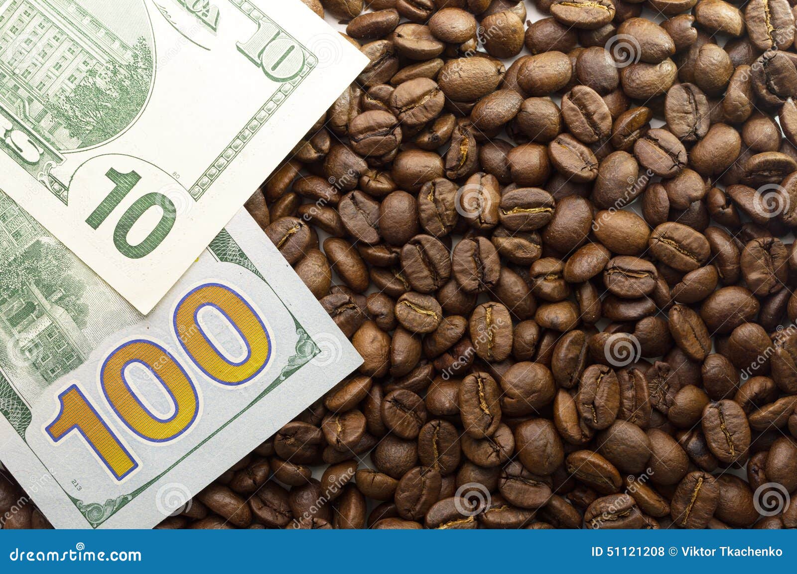 Multiple US Dollars. Background of Dollars with Coffee Stock Photo ...