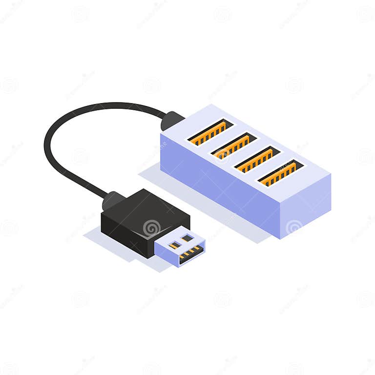 Multiple USB Ports for Connecting Devices Simultaneously, Isometric ...