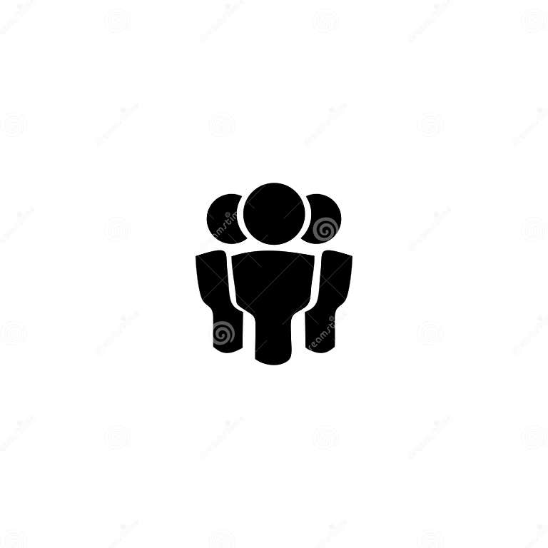 Multiple Users Silhouette Icon and Simple Flat Symbol for Website ...