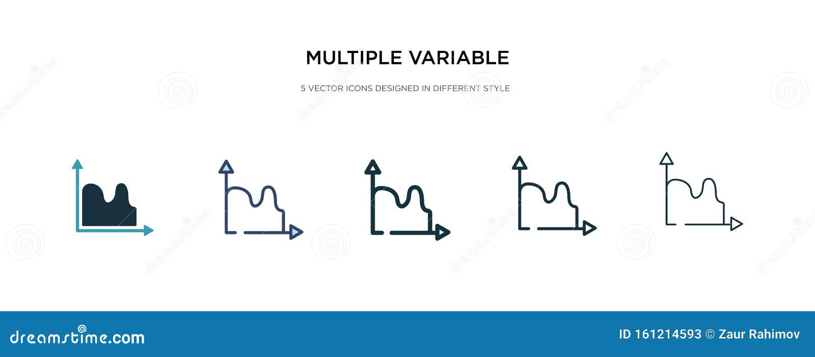 Multiple Variable Continuous Chart Icon in Different Style Vector ...
