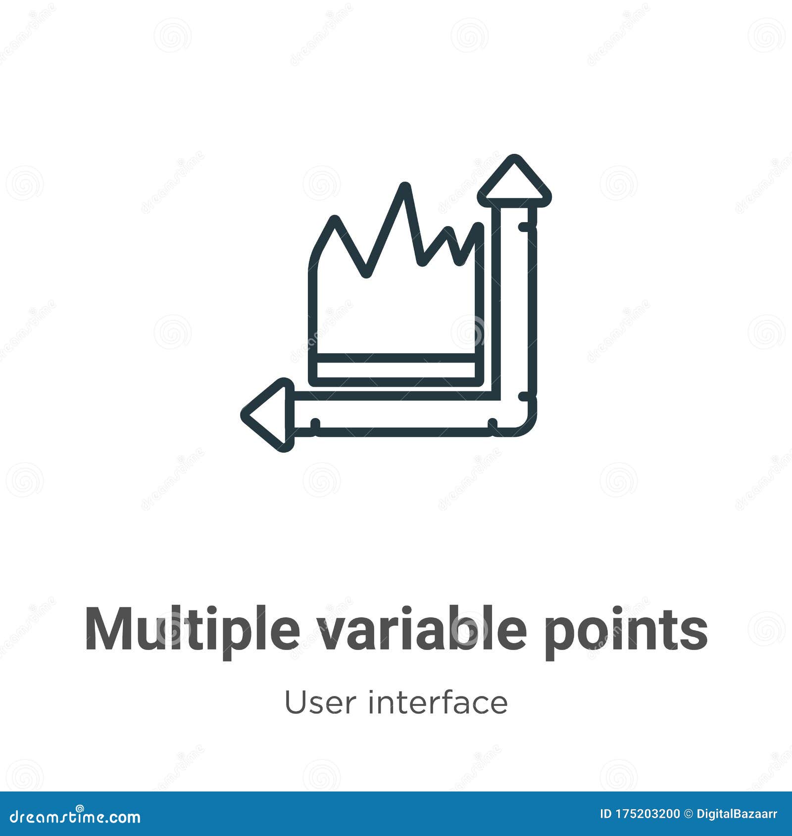 Multiple Variable Points Line Chart Outline Vector Icon. Thin Line Black Multiple Variable ...
