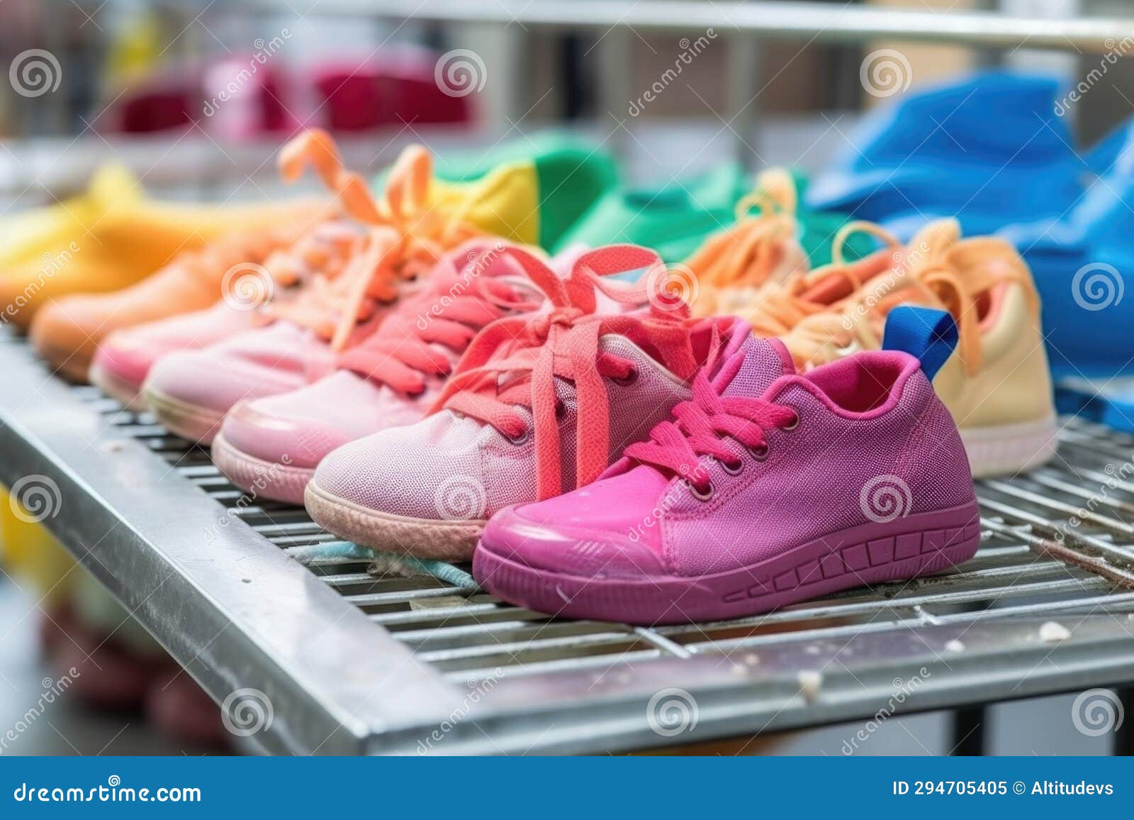 Multiple Washable Childrens Shoes on a Manufacturing Table Stock Image ...