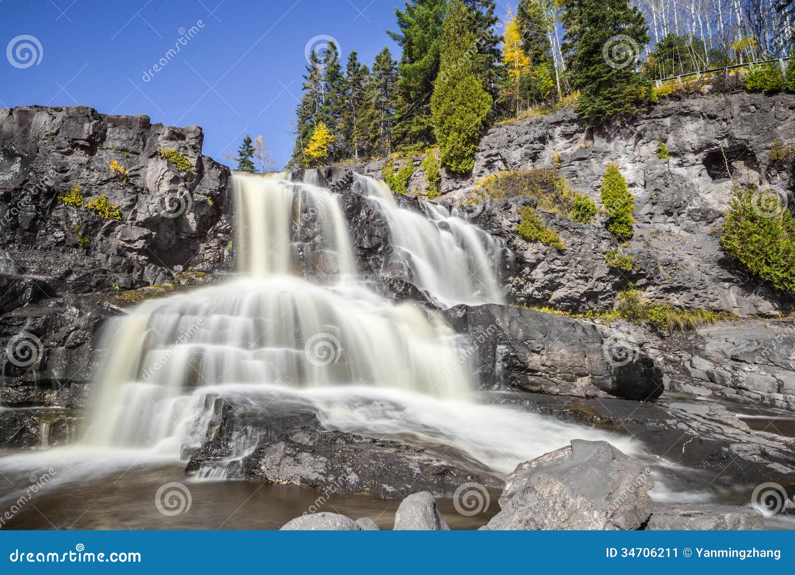 Multiple waterfalls stock image. Image of bridge, stone - 34706211