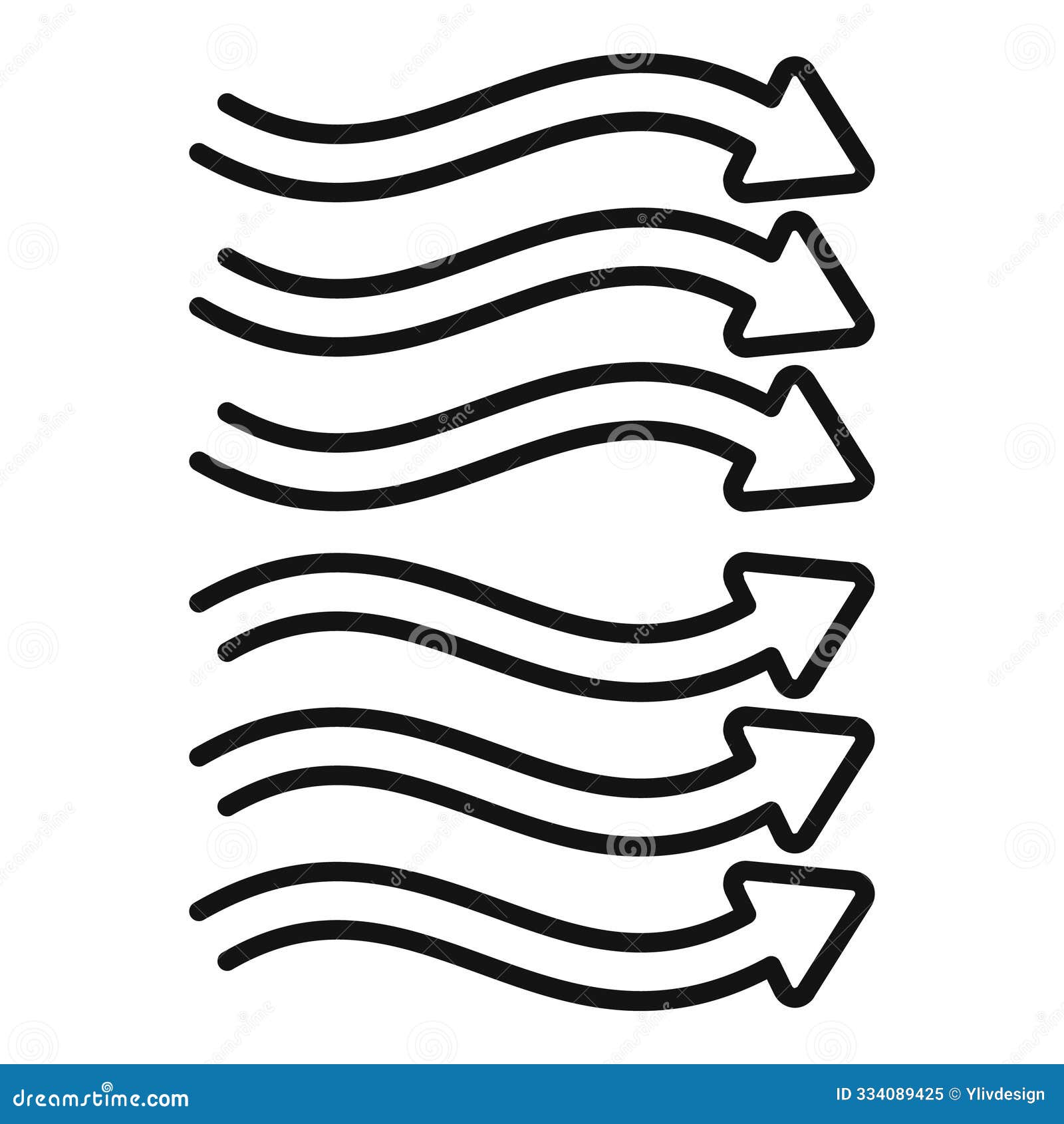 Multiple Wavy Arrows Pointing in the Same Direction Stock Illustration ...