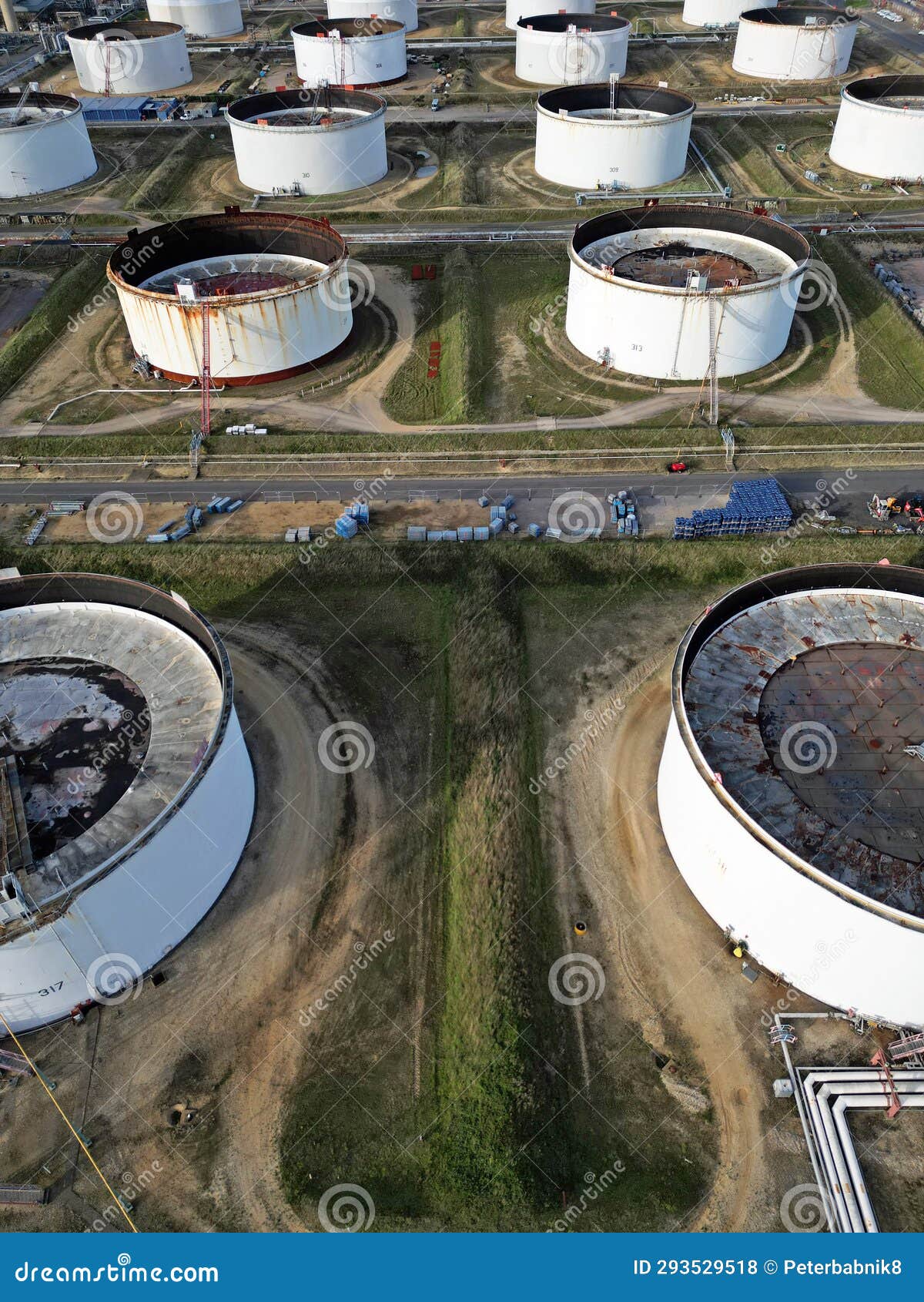 Multiple White Oil Storage Tanks in the Line with Connected Oil ...