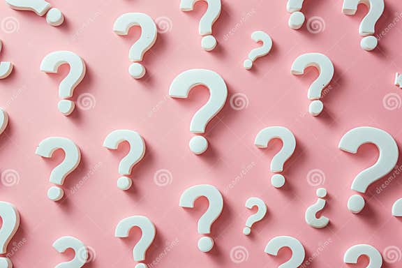 Multiple White Question Marks Scattered on Pink Background, Confusion ...