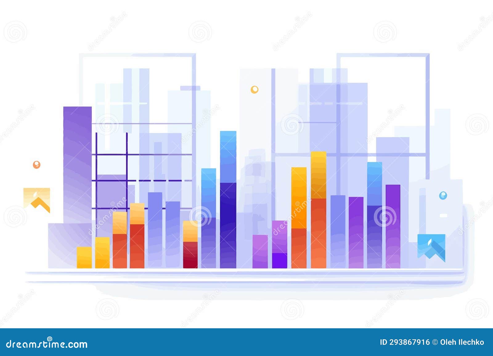 Multiple Windows with Charts Vector Flat Isolated Illustration Stock ...