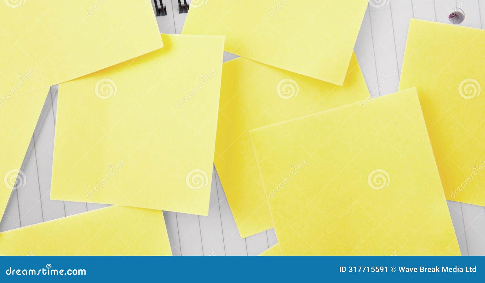 Multiple Yellow Sticky Notes Lying on White Wooden Surface Stock ...