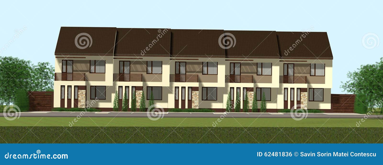 Multiplex Family House Render Stock Illustration - Illustration of ...