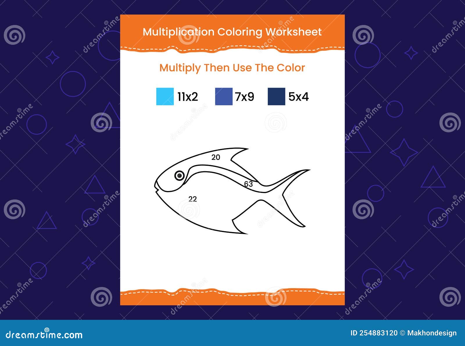 Multiplication Coloring Worksheet with the Image. Color by Numbers Math ...
