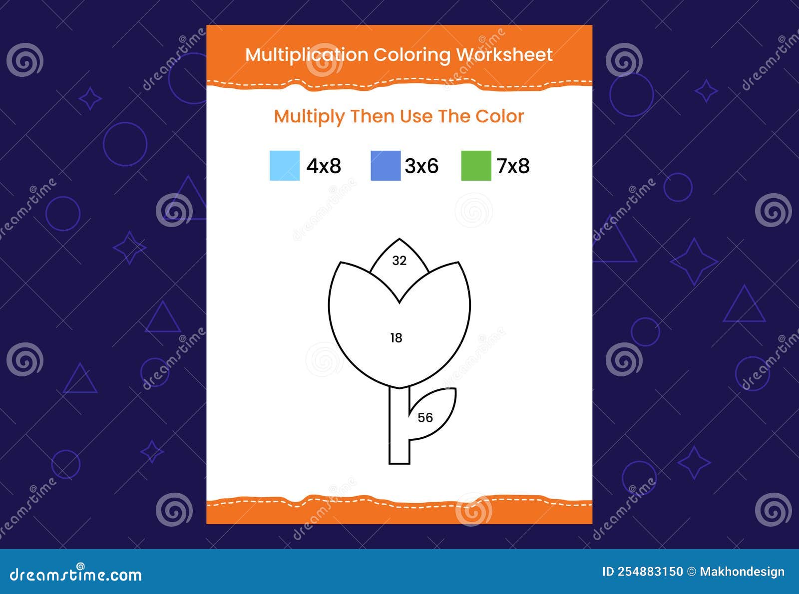 Multiplication Coloring Worksheet with the Image. Color by Numbers Math ...