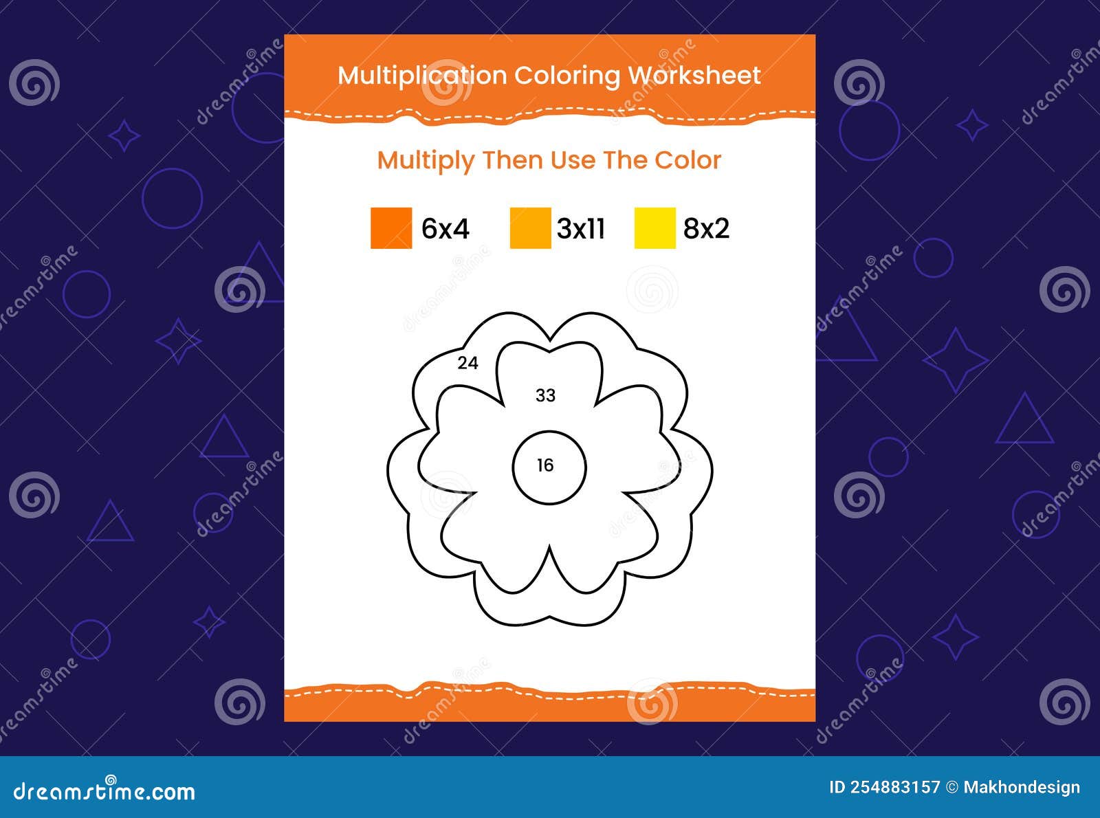 Multiplication Coloring Worksheet with the Image. Color by Numbers Math ...
