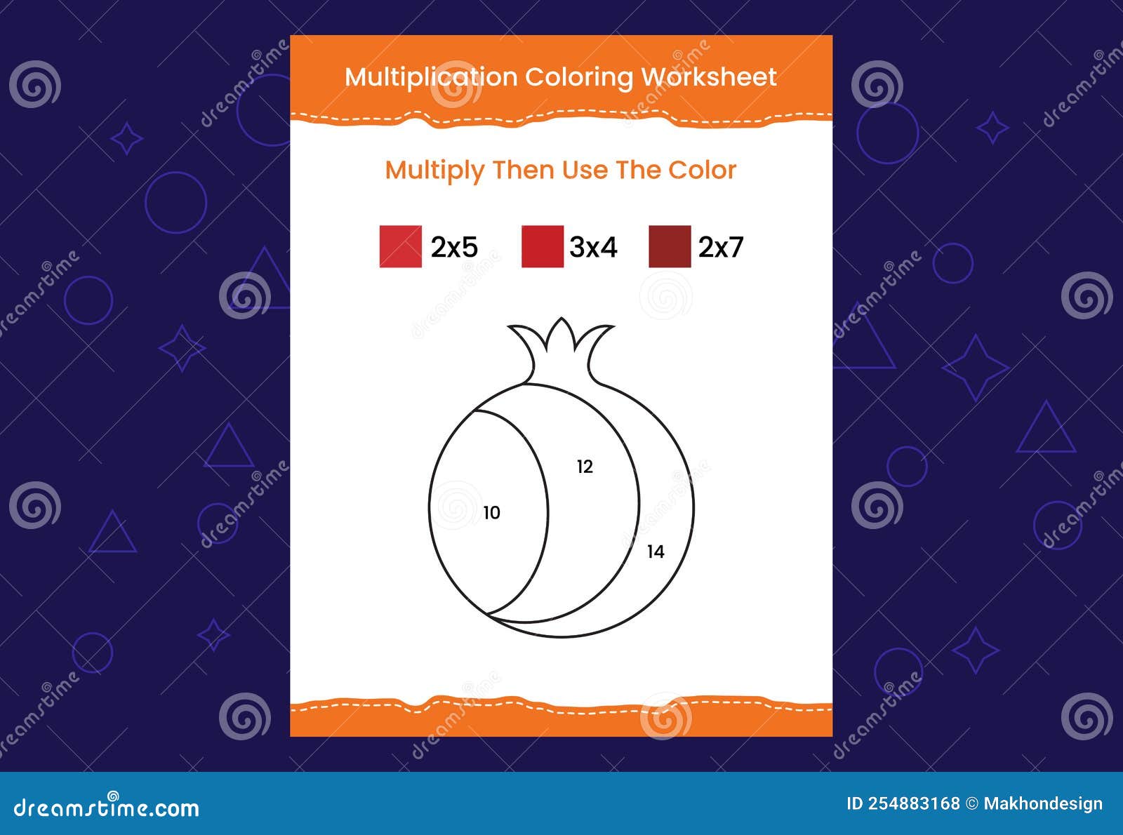 Multiplication Coloring Worksheet with the Image. Color by Numbers Math ...
