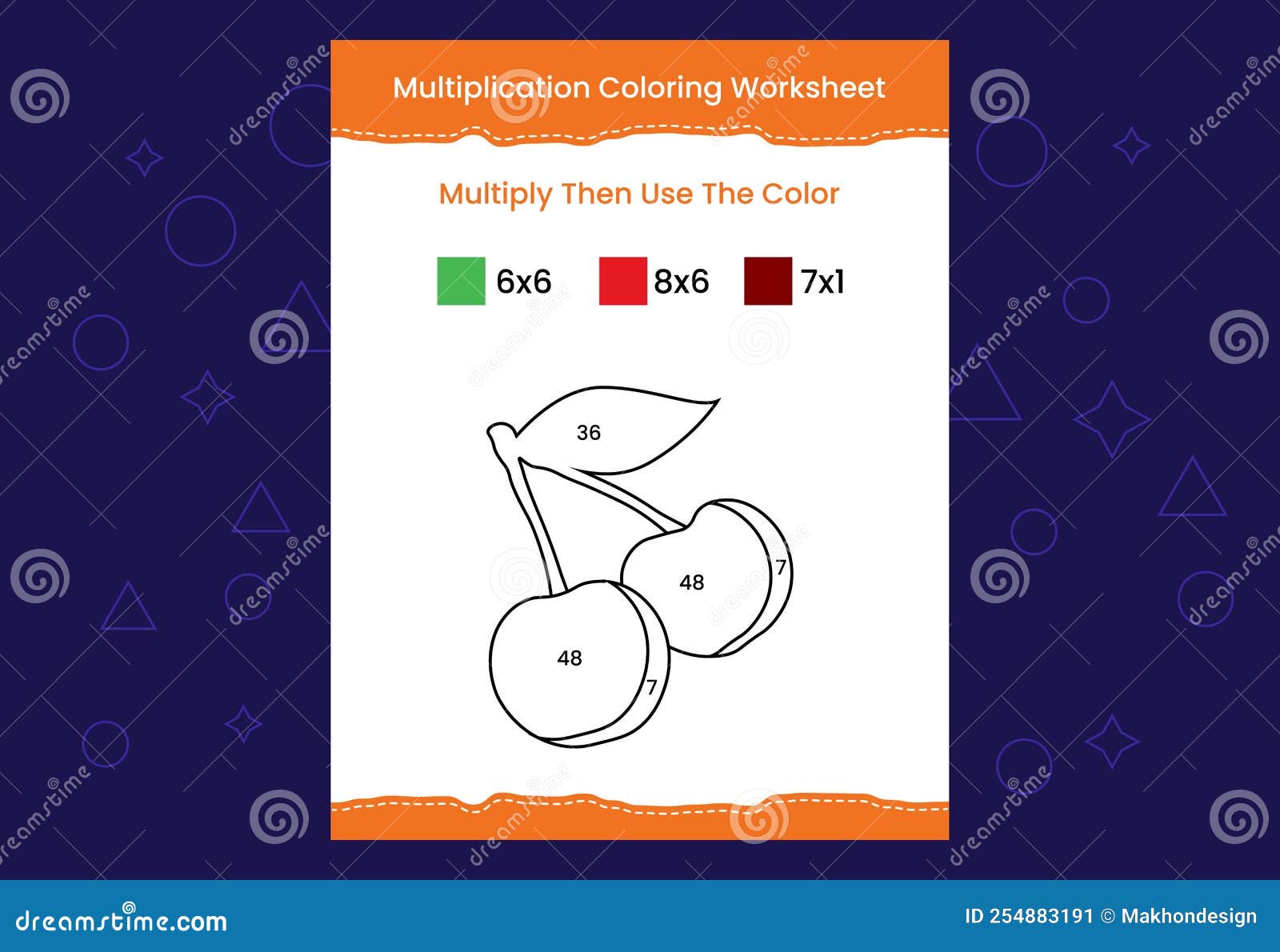 Multiplication Coloring Worksheet with the Image. Color by Numbers Math ...