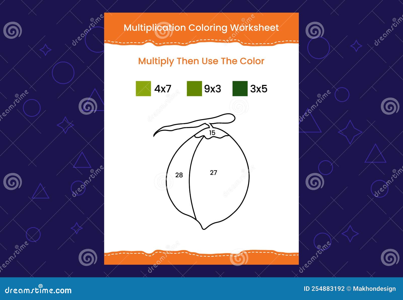 Multiplication Coloring Worksheet with the Image. Color by Numbers Math ...