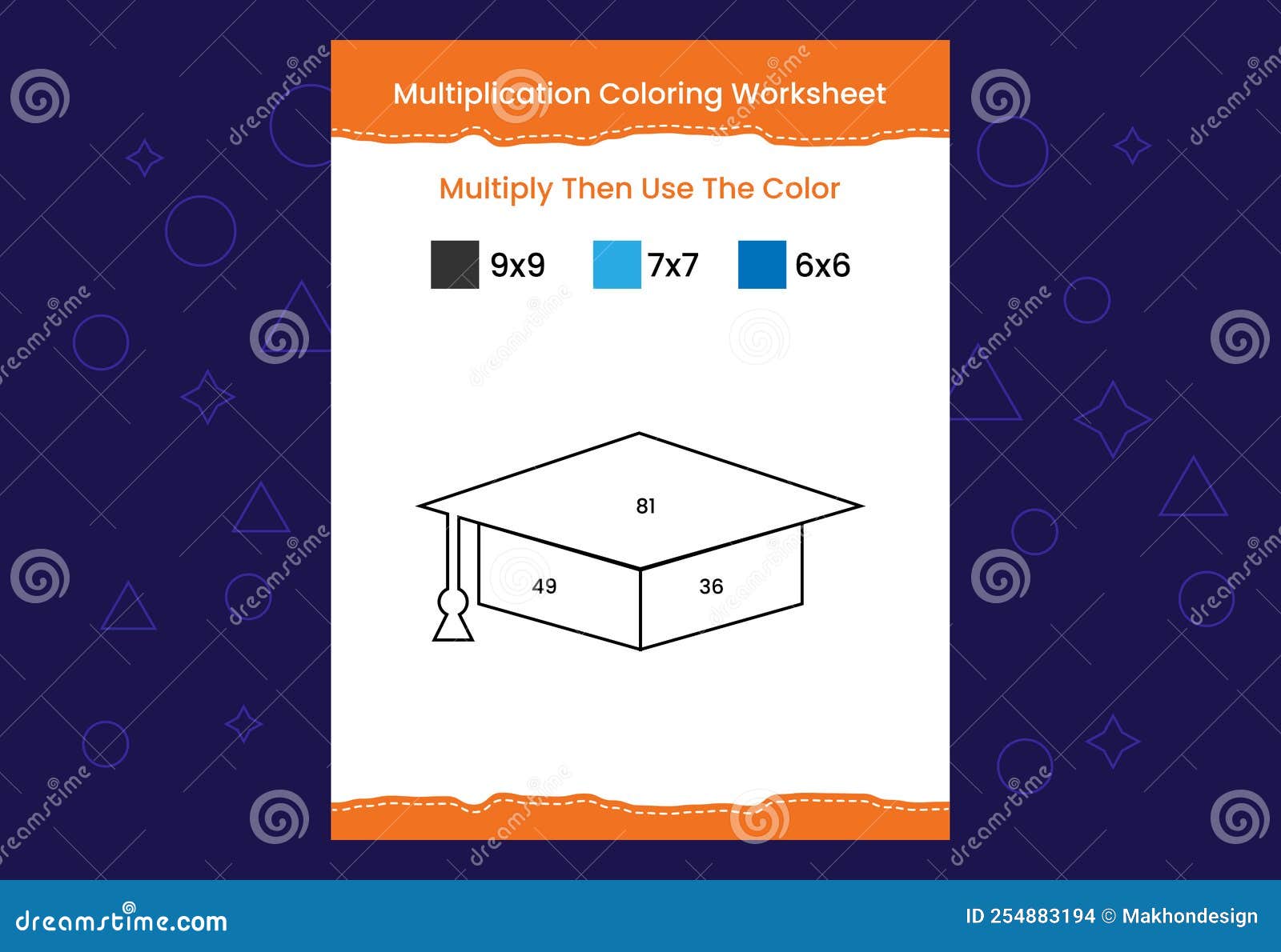 Multiplication Coloring Worksheet with the Image. Color by Numbers Math ...