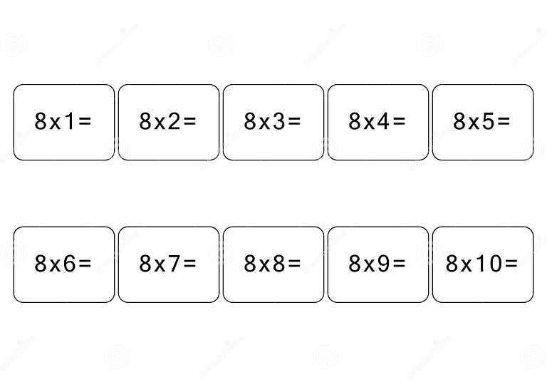 Multiplication and Division Table of 8. Maths Card with an Example ...