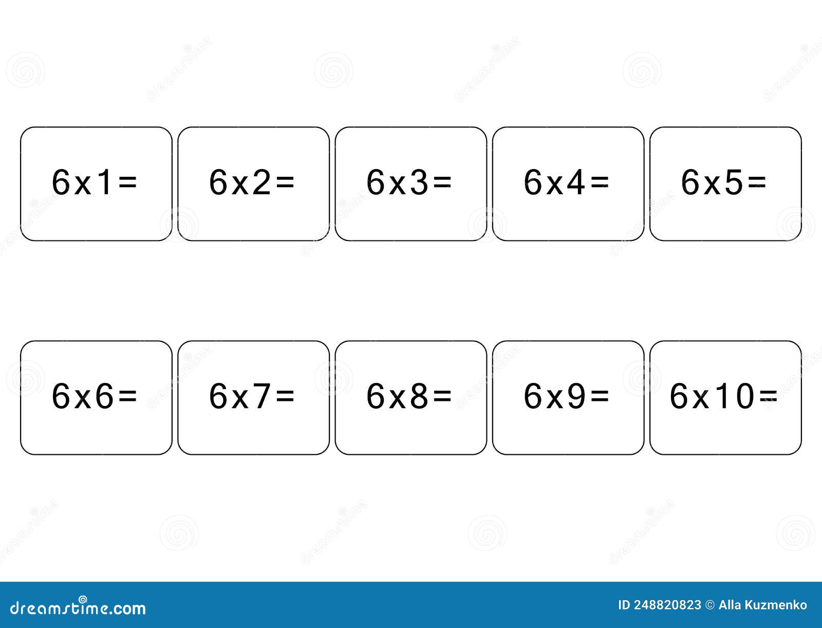 Multiplication and Division Table of 6. Maths Card with an Example ...