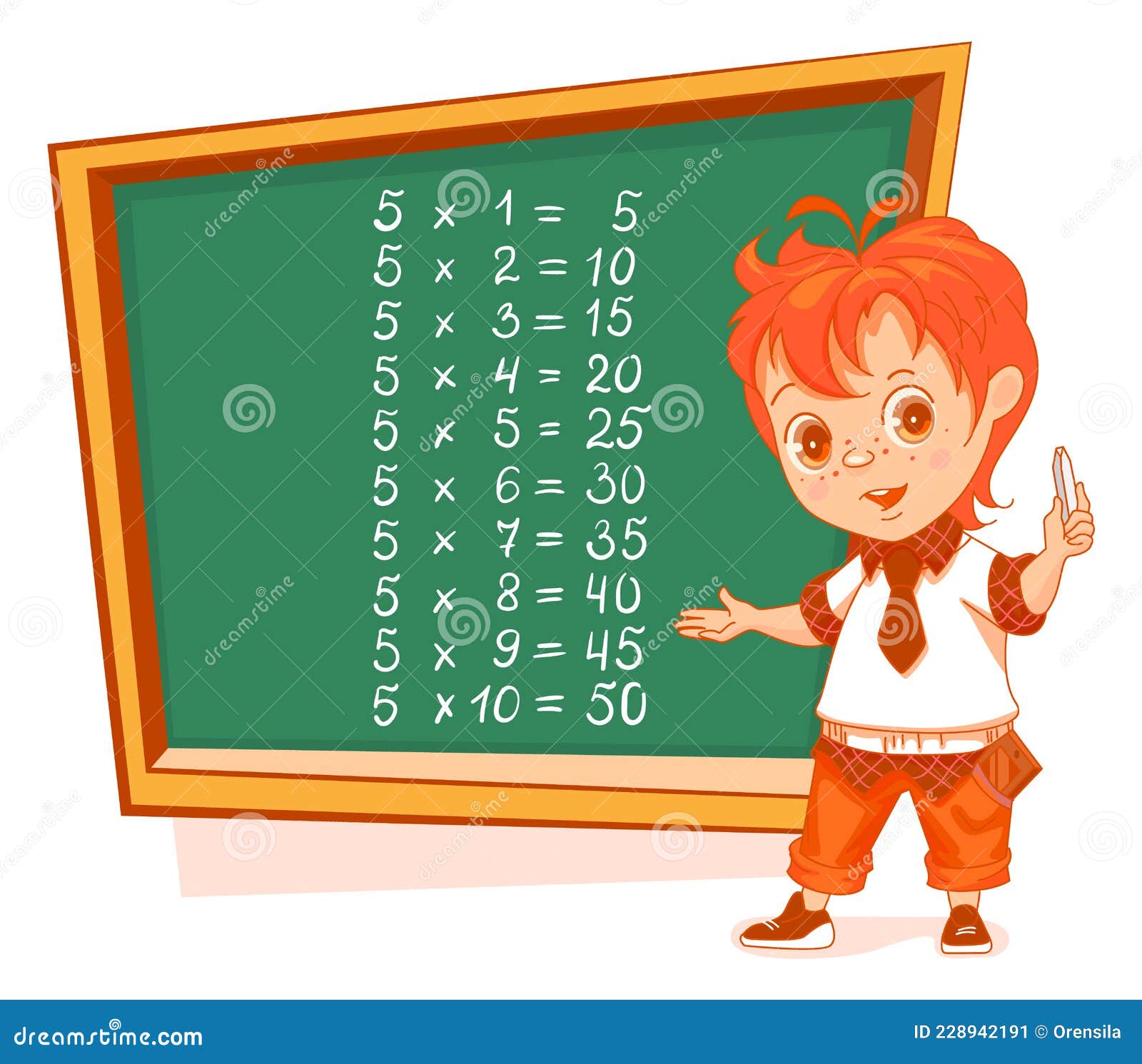 5 Multiplication Table Chalkboard Boy Student Write Example Stock ...