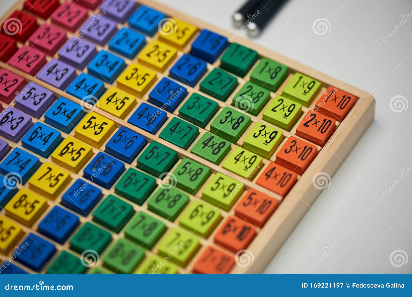 Multiplication Table . Macro Mode. Colored Wooden Cubes.Teaching ...