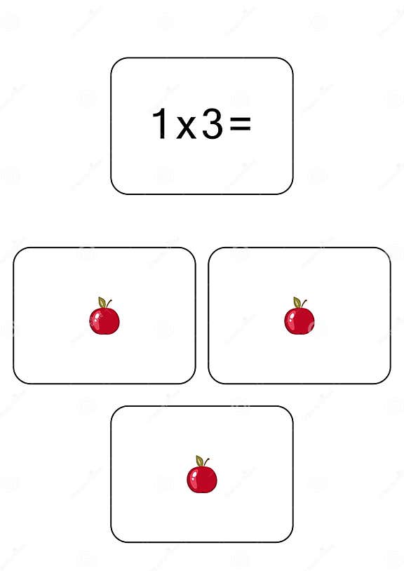 Multiplication Table of 1. Maths Card with an Example, Drawing ...