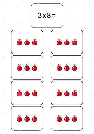 Multiplication Table of 3. Maths Card with an Example, Drawing ...