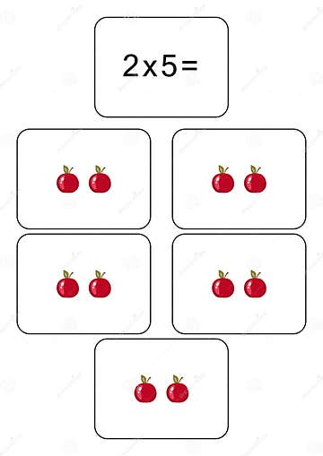 Multiplication Table of 2. Maths Card with an Example, Drawing ...