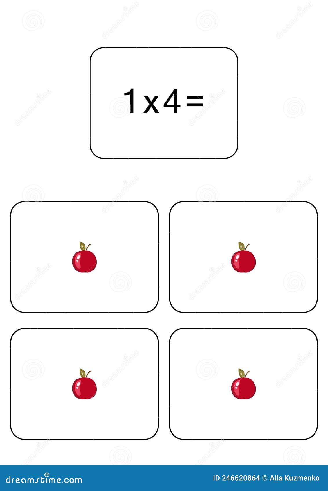Multiplication Table of 1. Maths Card with an Example, Drawing ...