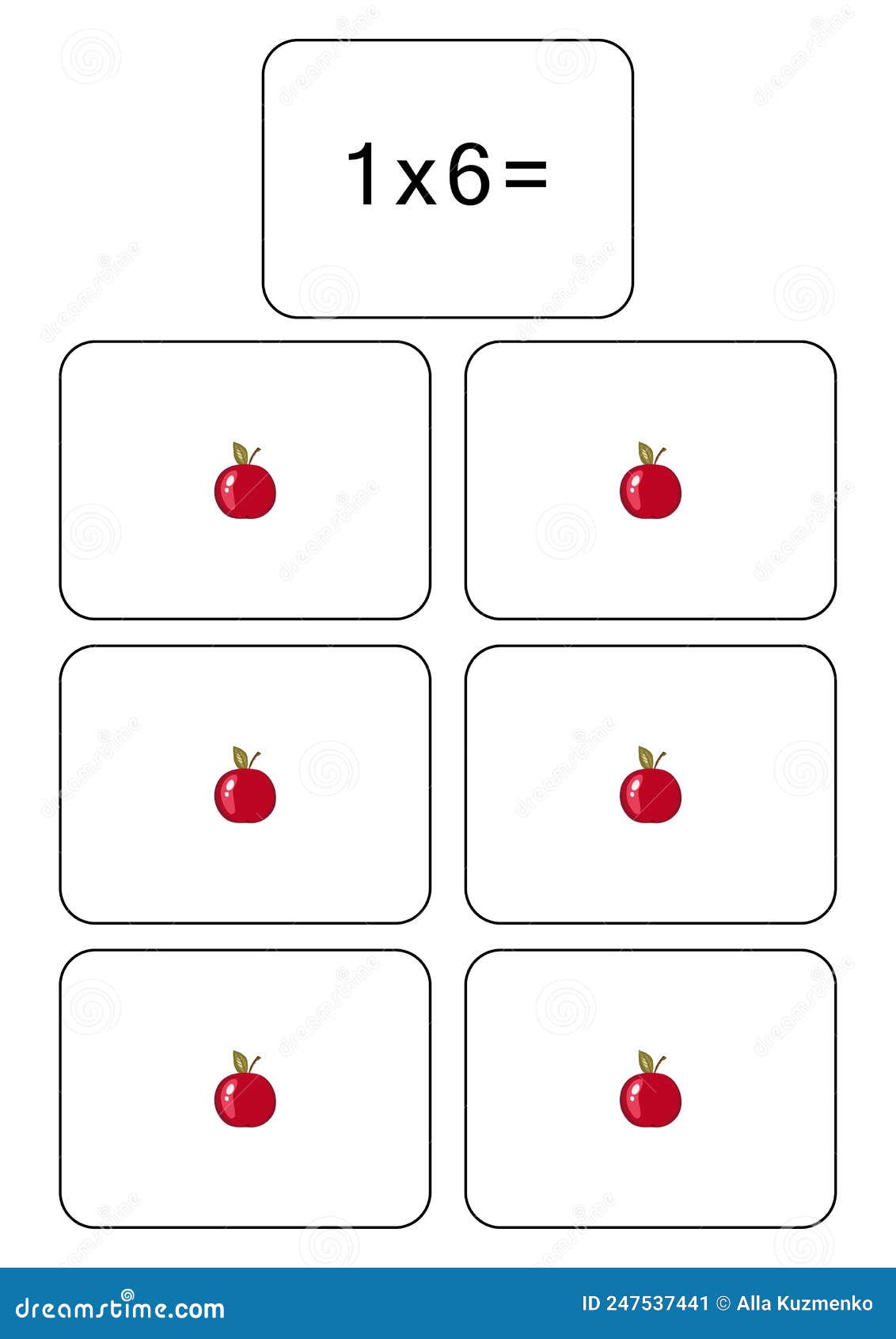 Multiplication Table of 1. Maths Card with an Example, Drawing ...