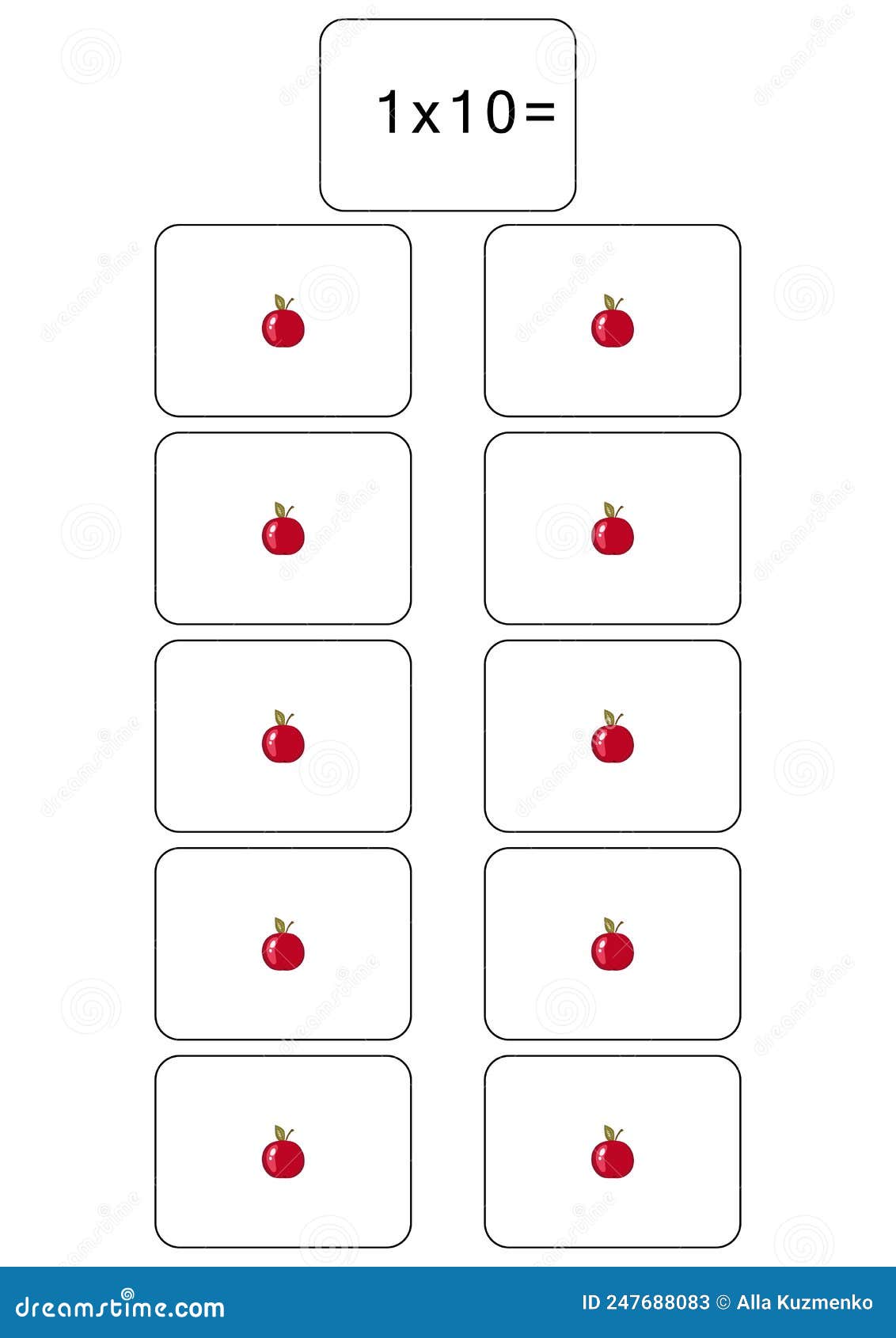 Multiplication Table of 1. Maths Card with an Example, Drawing ...
