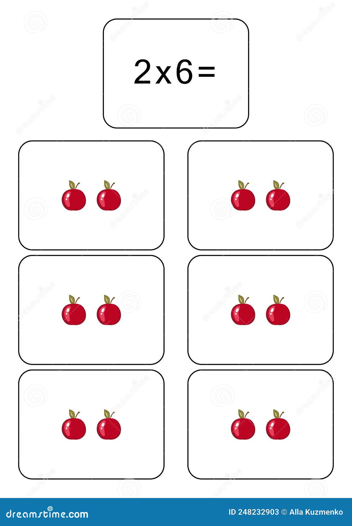 Multiplication Table of 2. Maths Card with an Example, Drawing ...