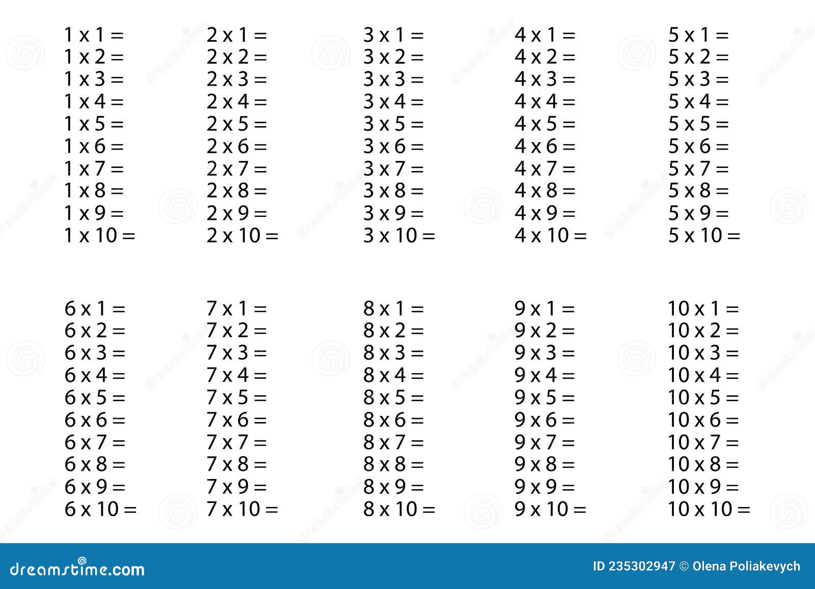 Multiplication Table. Simple Design. Elementary Symbols. Mathematical ...