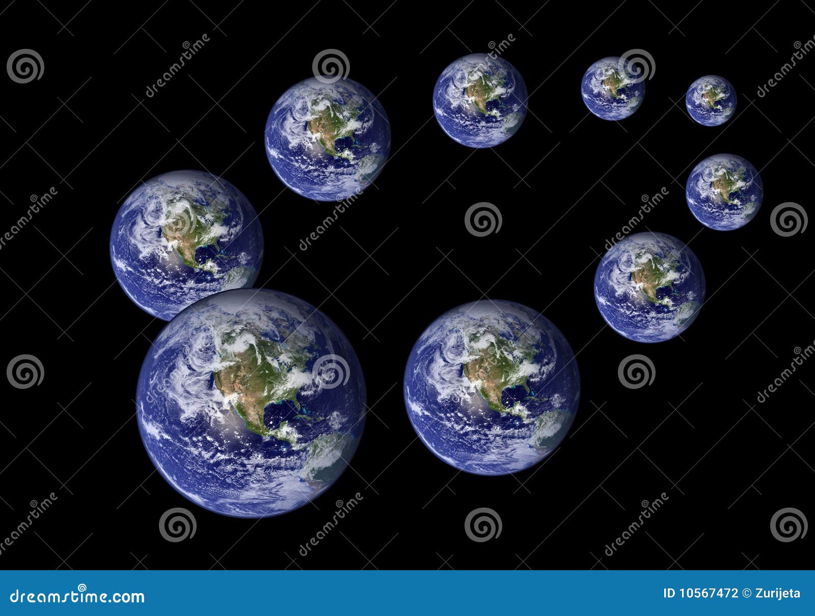 Multiplied Earth in the Various Sizes in Black Stock Illustration ...
