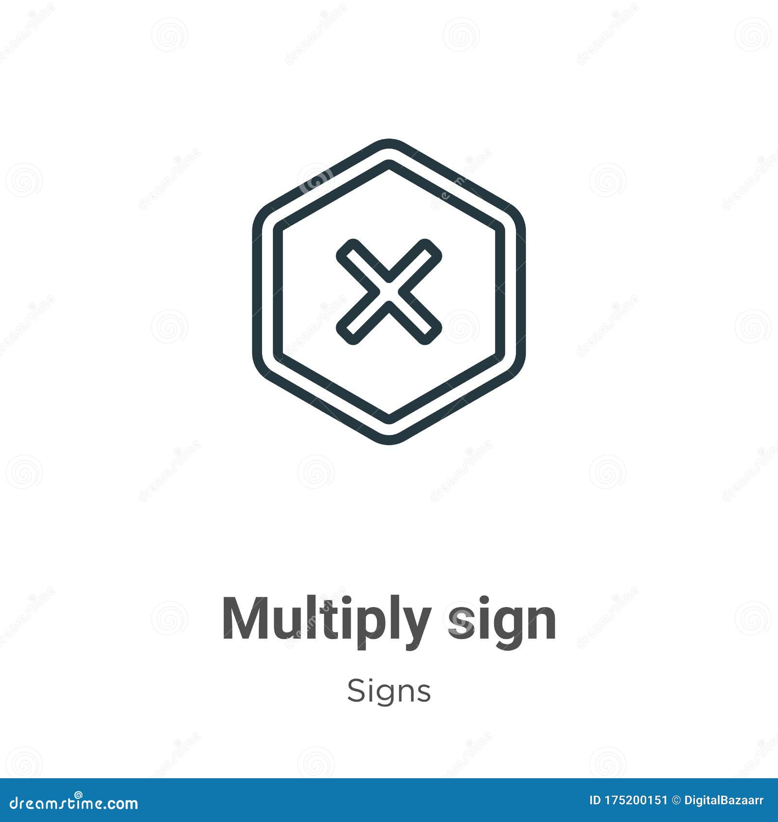 Multiply Sign Outline Vector Icon. Thin Line Black Multiply Sign Icon ...