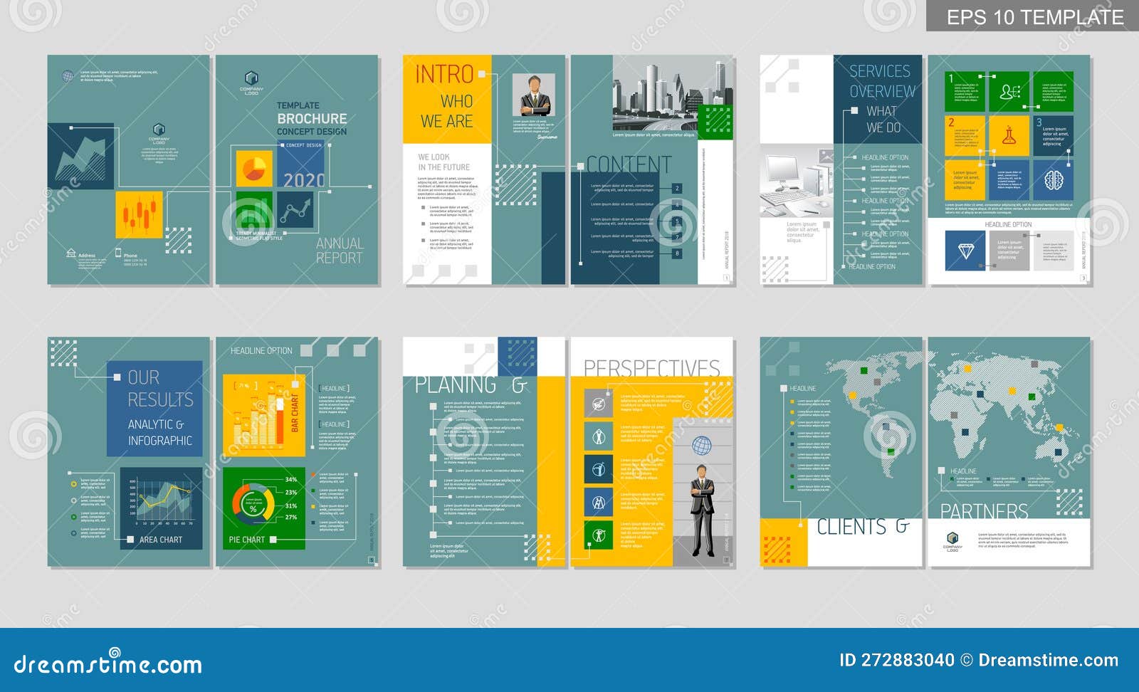 Multipurpose Brochure Concept Template. Layout Cover, Back and Inside ...